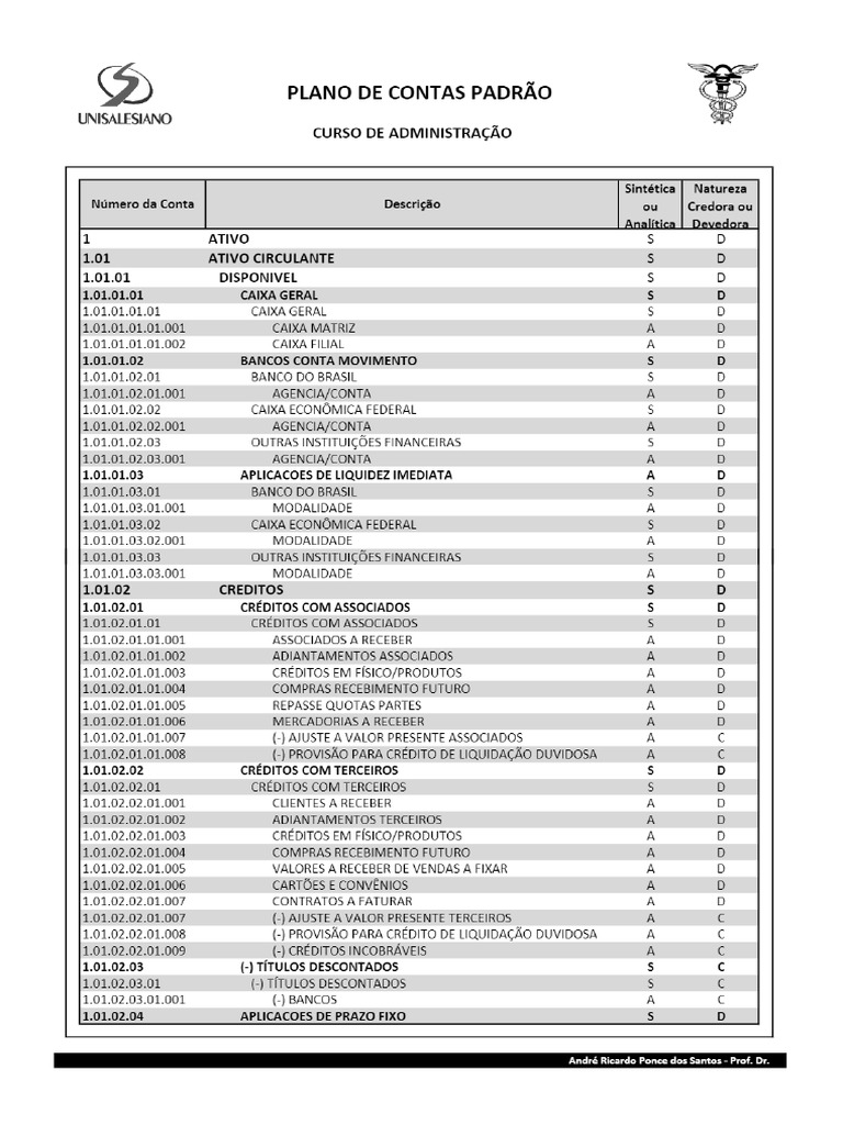 Plano de Contas Padrão - PDF Download Grátis | PDF