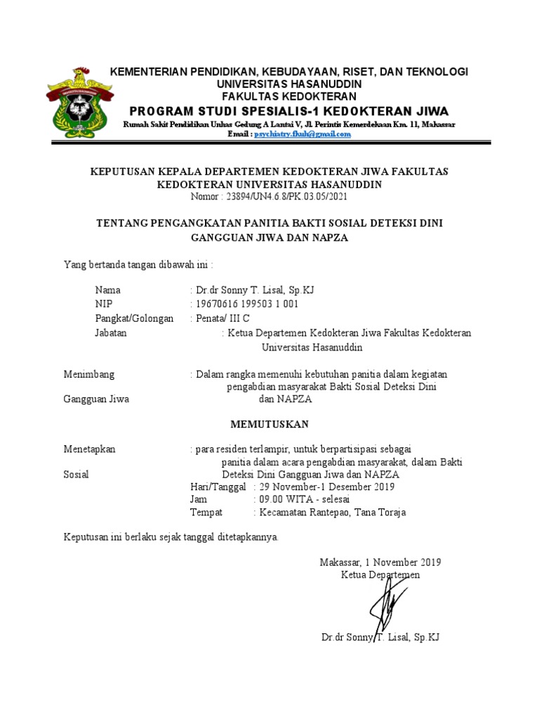 2019 SK Residen Bakti Sosial Deteksi Dini Gangguan Jiwa Dan NAPZA, Tana ...