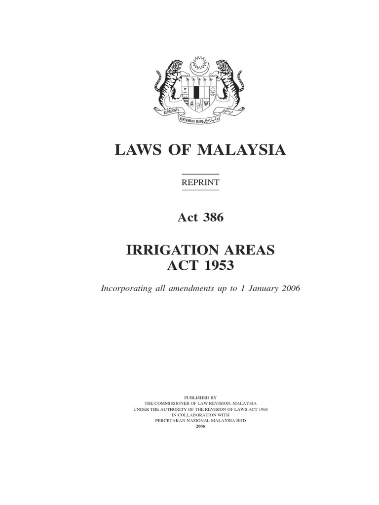 Akta Kawasan Pengairan 1953 Act 386 | PDF | Irrigation | Drainage