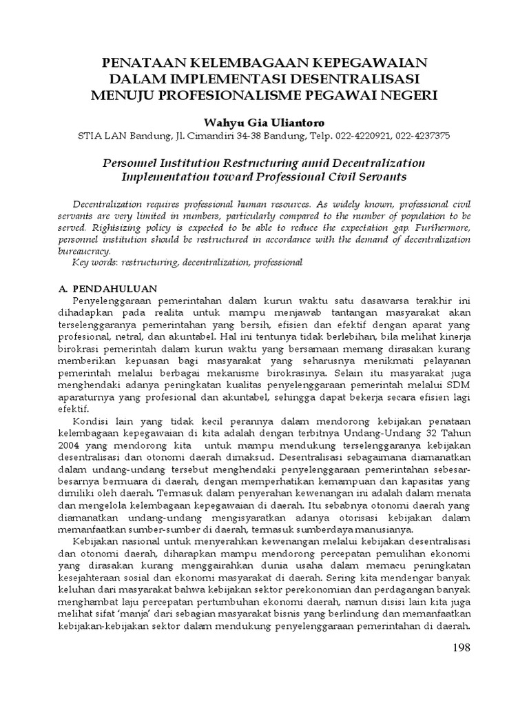 Penataan Kelembagaan Kepegawaian | PDF