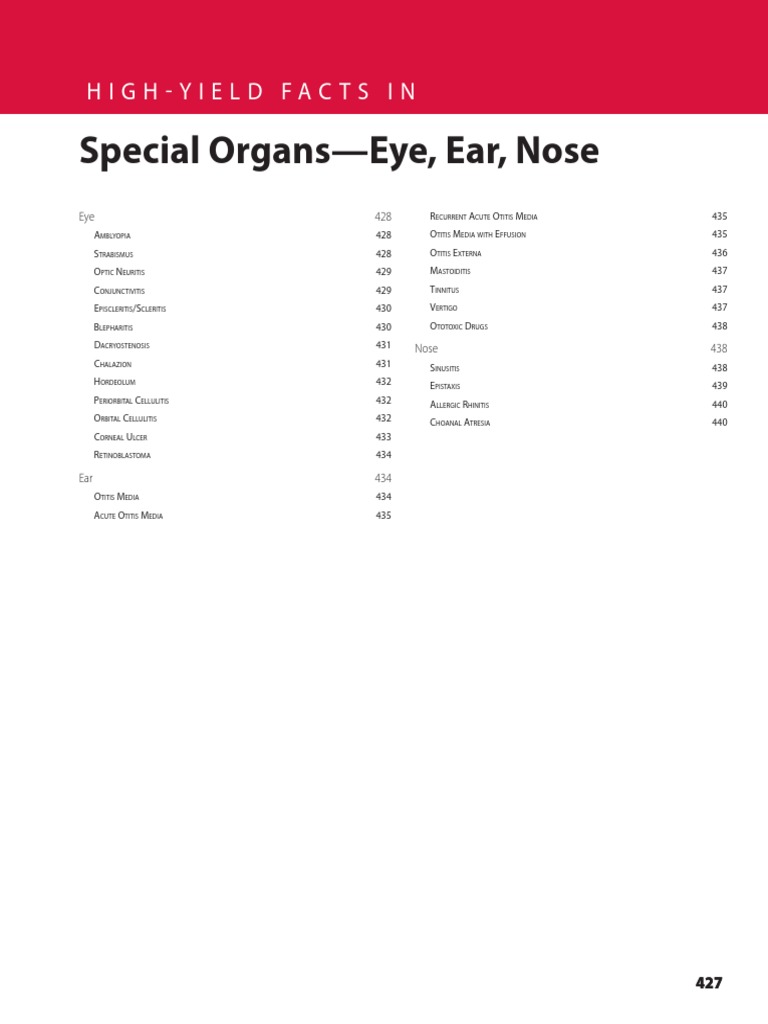 Special Organs-Eye, Ear, Nose | PDF | Immunology | Diseases And Disorders