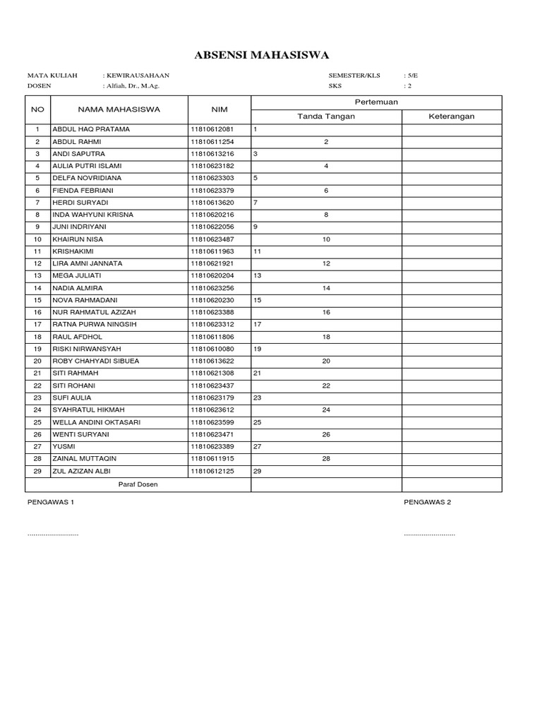 Absensi Mahasiswa | PDF