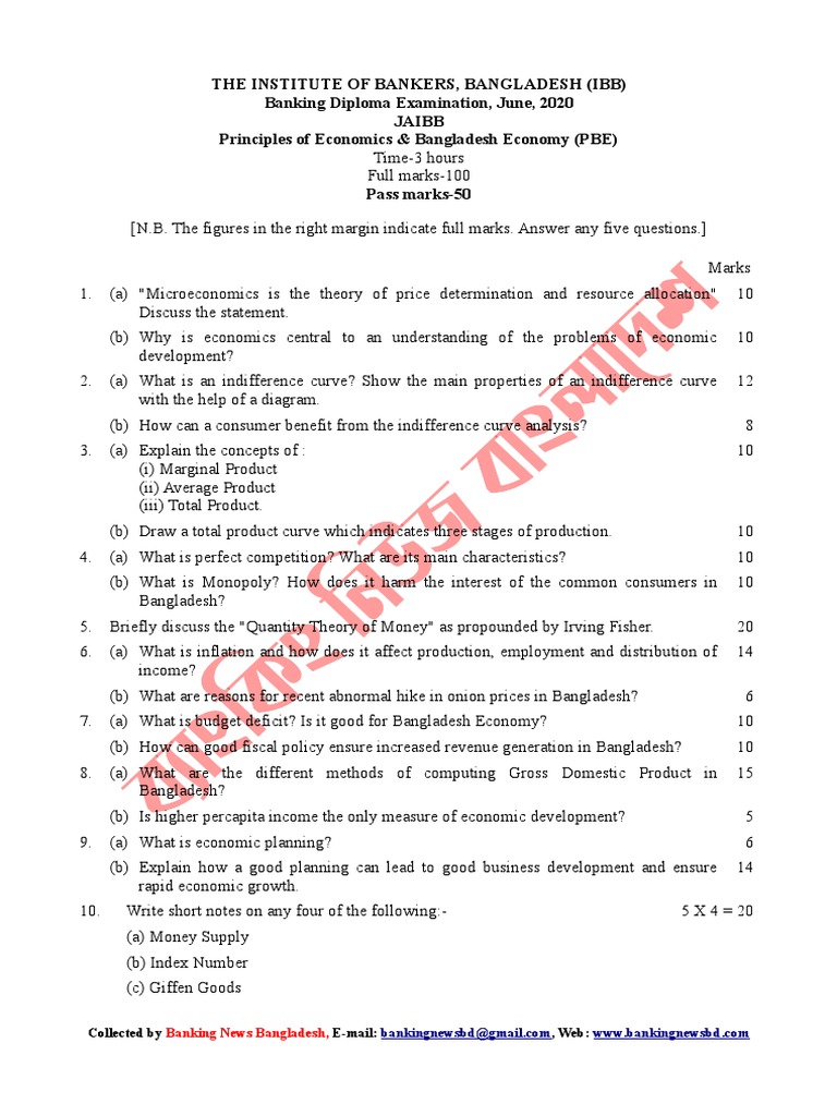 2020 Jaibb Pbe June Pdf Economics Microeconomics