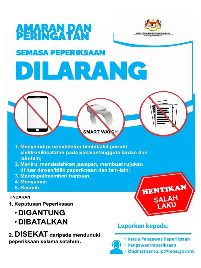 Poster Larangan Peperiksaan SPM | PDF