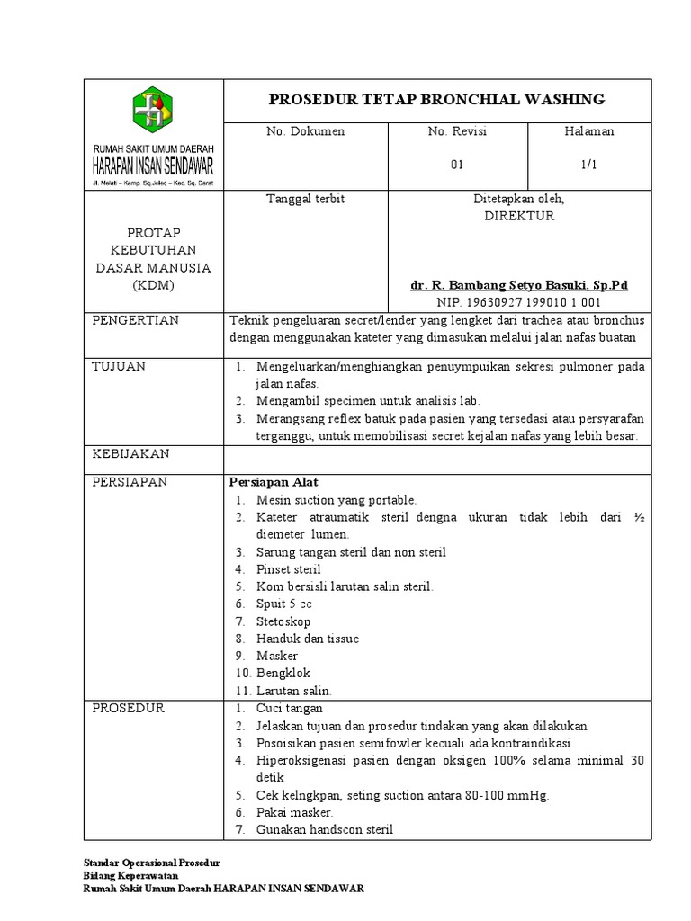 SOP Bronchial Washing | PDF
