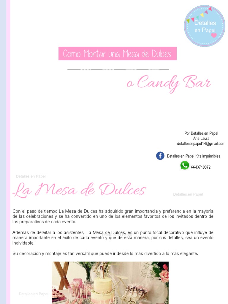 Como Montar Una Mesa De Dulces Pdf Presupuesto Papel