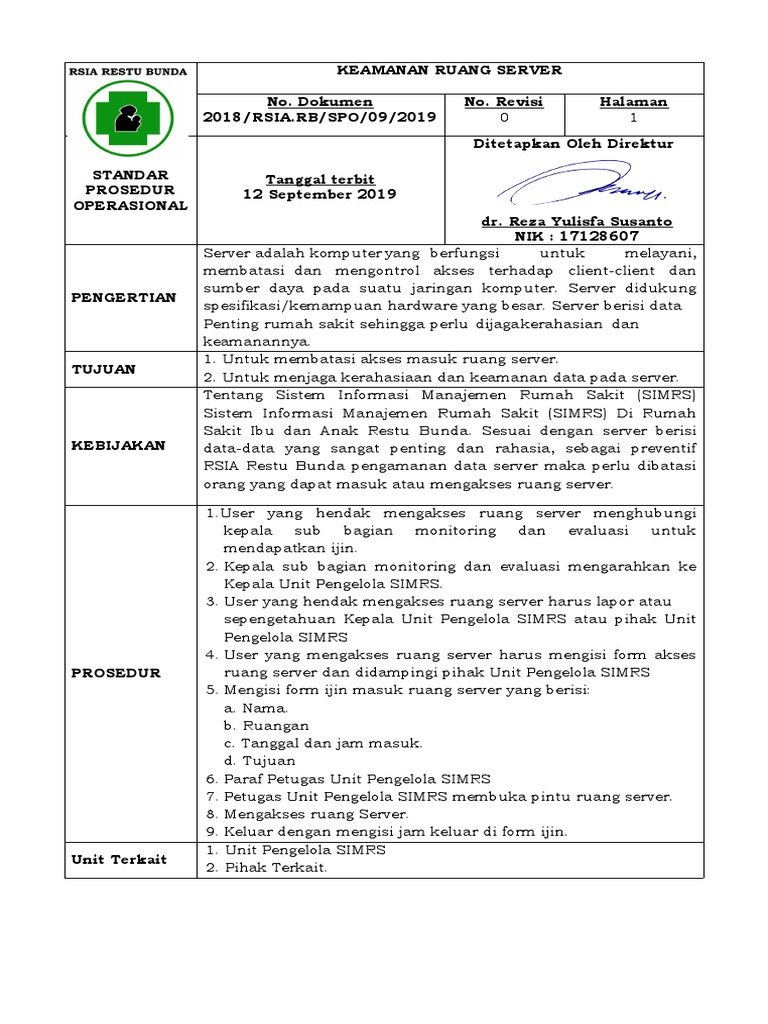 Spo Keamanan Ruang Server | PDF | Bisnis | Komputer