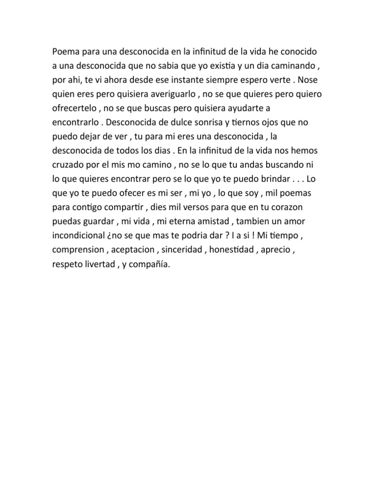 Poema para Una Desconocida | PDF