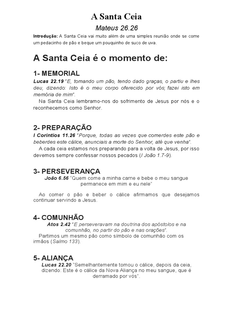 A Santa Ceia | PDF | Eucaristia | Sacrifício