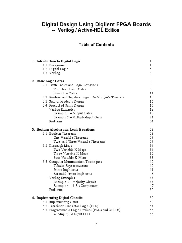 TOC From Digital Design Using Digilent FPGA Boards-Verilog | PDF ...