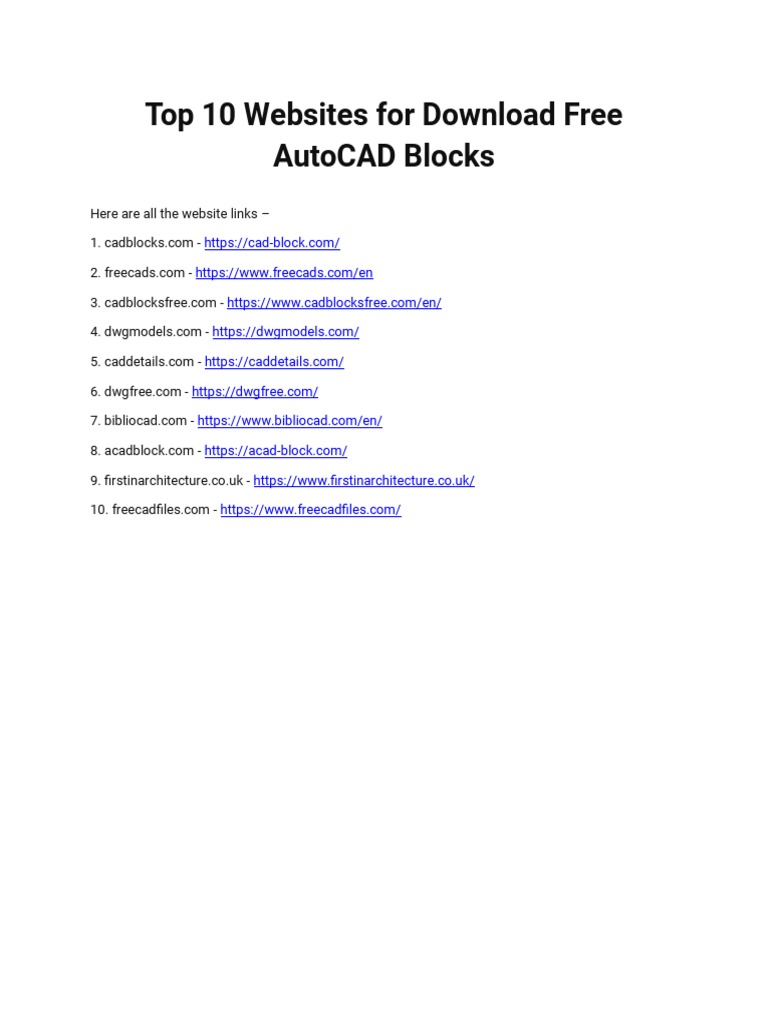 Top 10 Free AutoCAD Block Sites | PDF