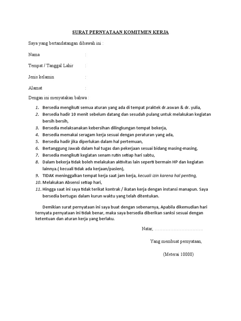 KOMITMEN KERJA | PDF