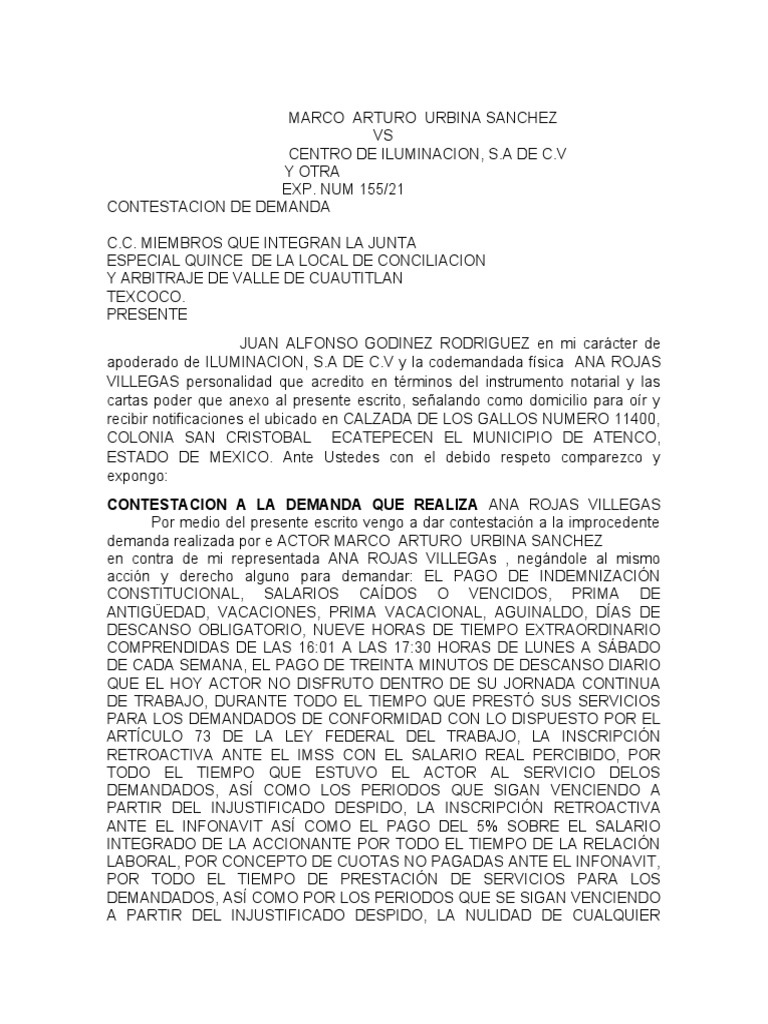 Contestación A La Demanda Ejemplo PDF | PDF | Política