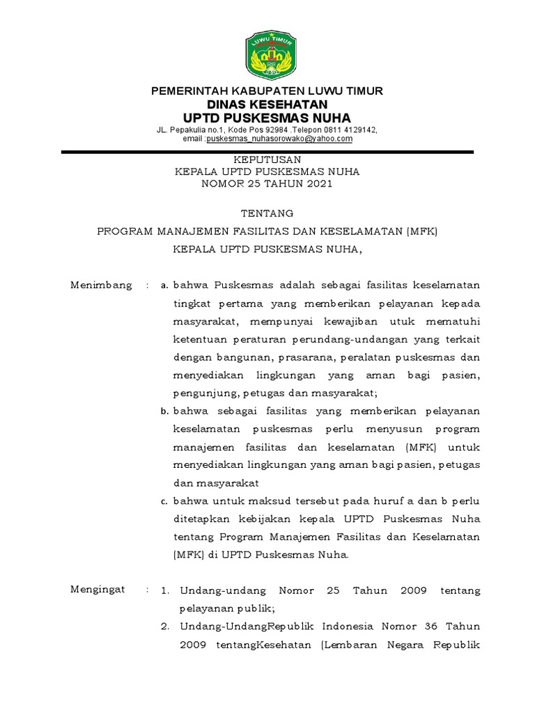 Program MFK Puskesmas Nuha 2021 | PDF | Sains & Matematika | Komputer