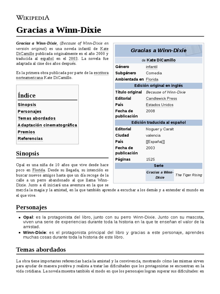 Gracias A Winn-Dixie | PDF