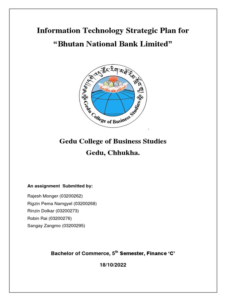 MGT307 Project V FIN C (BNB) - 1 | PDF | Banks | Bhutan