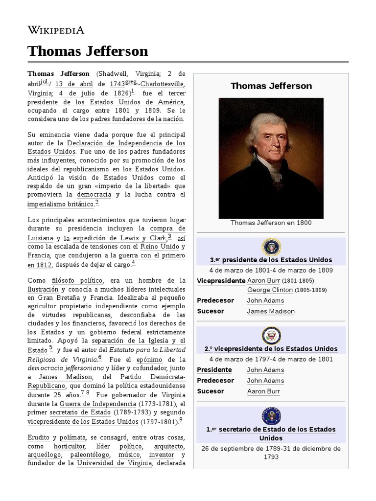Thomas Jefferson | PDF | Thomas Jefferson | compra de Luisiana