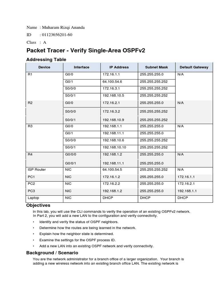 Verify Single-Area OSPFv2 | PDF | Router (Computing) | Ip Address