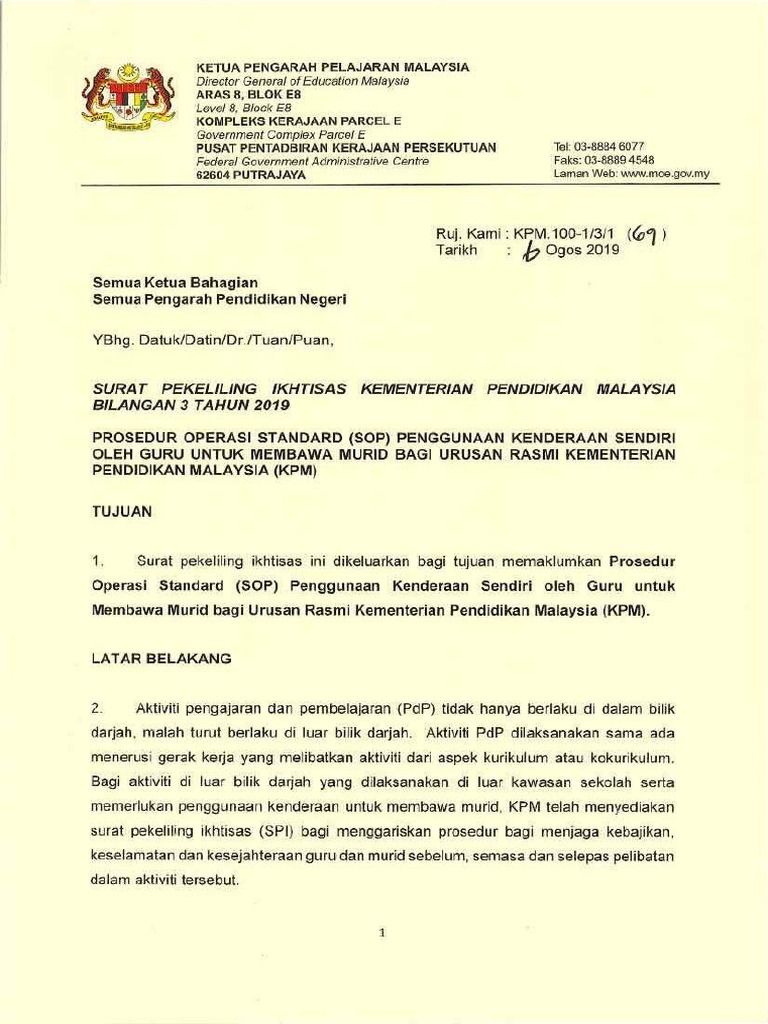 Surat Pekeliling Ikhtisas Kementerian Pendidikan Malaysia Bilangan 3 ...