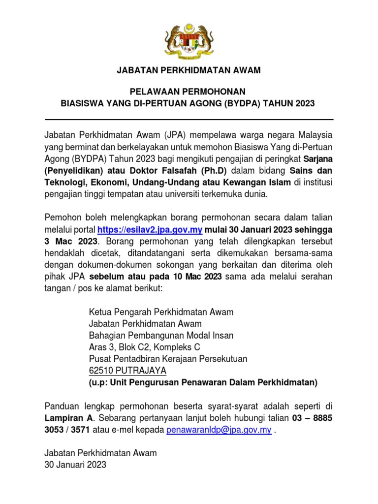 Iklan JPA - BYDPA 2023 | PDF