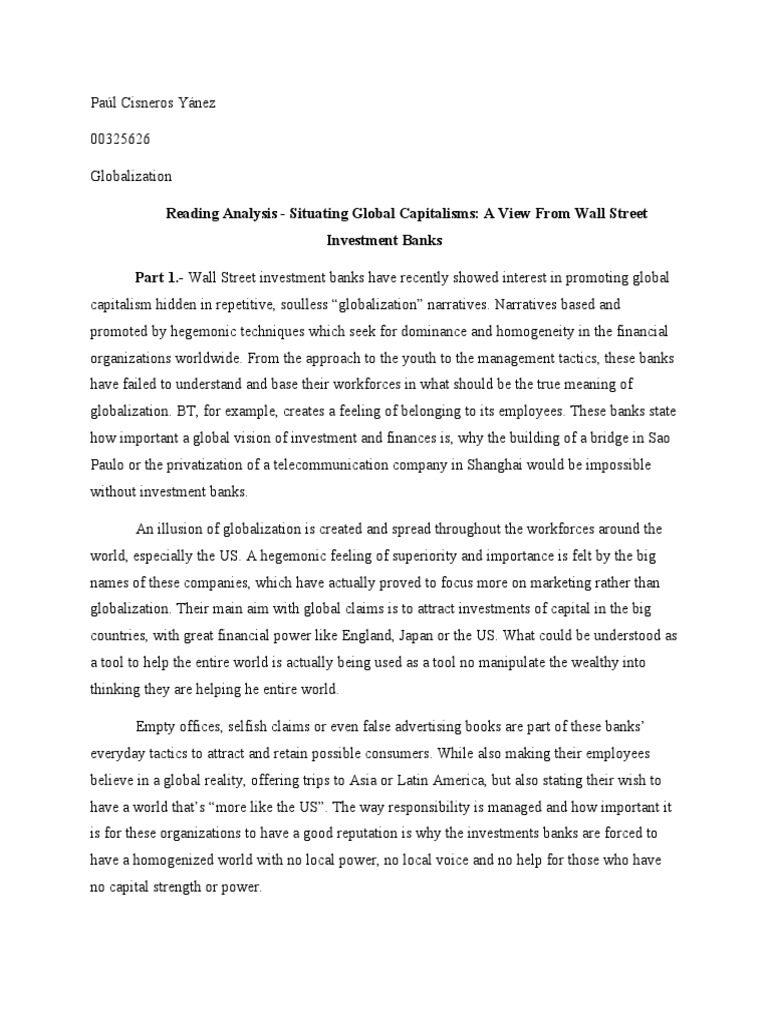 Globalization Topic - Summary and Analysis | PDF | Globalization | Banks