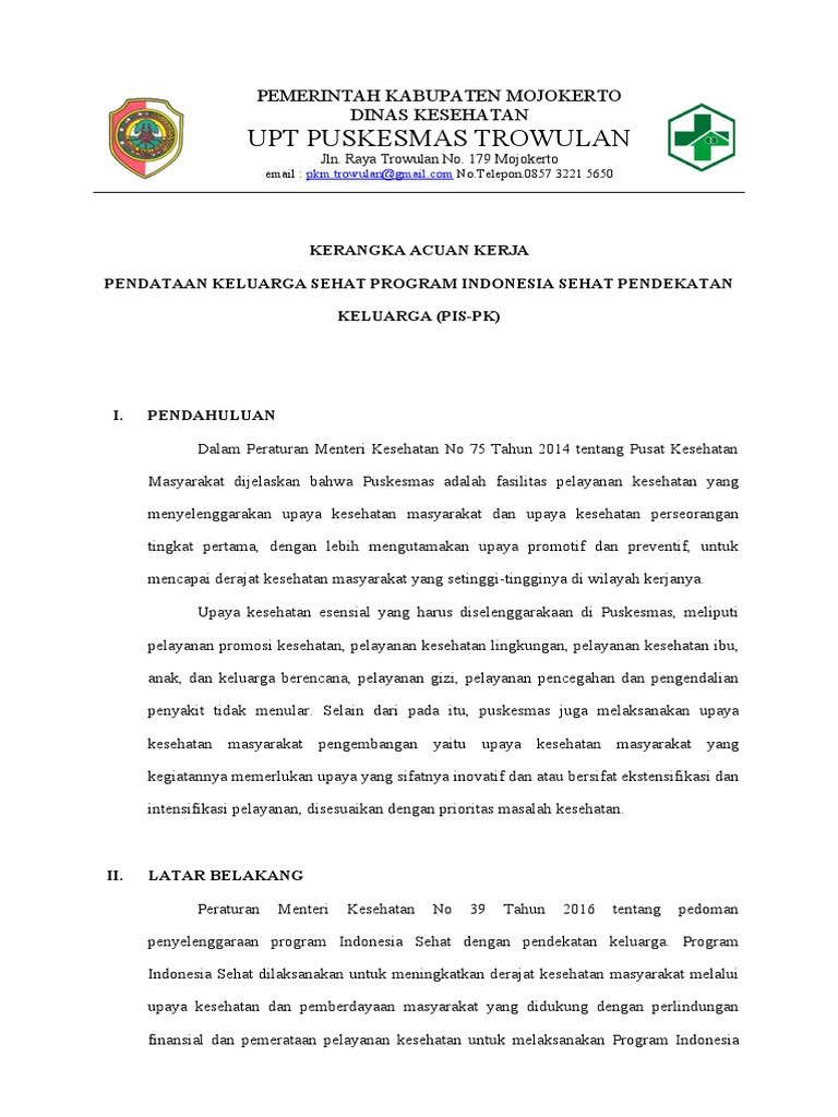 Kak Pendataan Pis PK | PDF | Kesehatan Holistik