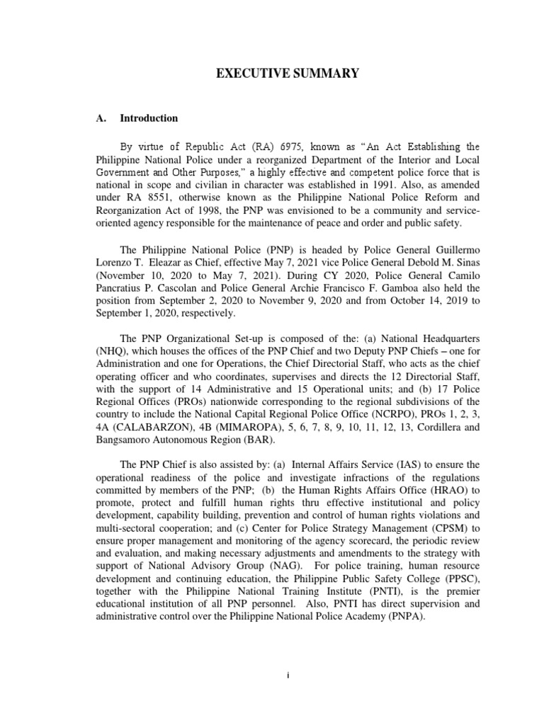 Philippine National Police Executive Summary 2020 | PDF | Audit | Receipt
