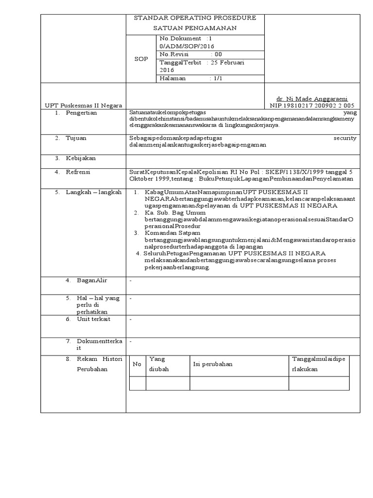 Sop Satuan Pengamanan | PDF