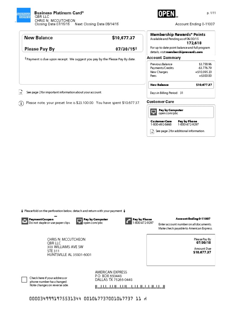 Document8 AMEXStatement Jul 2015 | PDF | Cheque | Credit Card