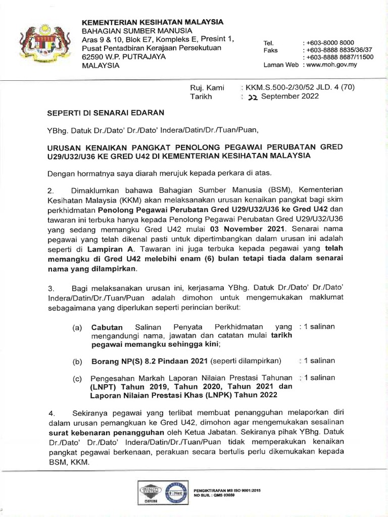 Iklan Kenaikan Pangkat PENOLONG PEGAWAI PERUBATAN | PDF