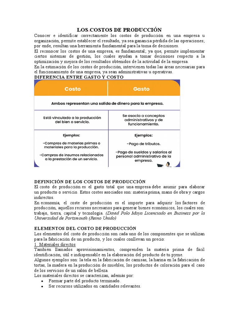 Los Costos de Producción | Descargar gratis PDF | Costo marginal ...