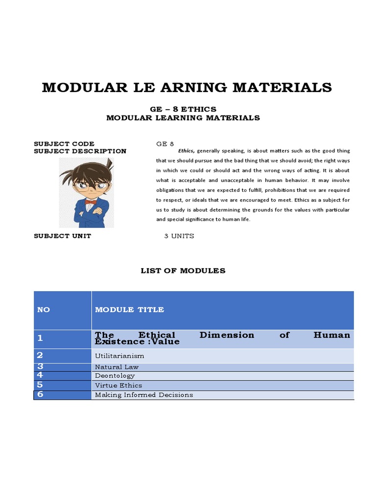 Ethics Module 1 | PDF | Morality | Psychological Egoism