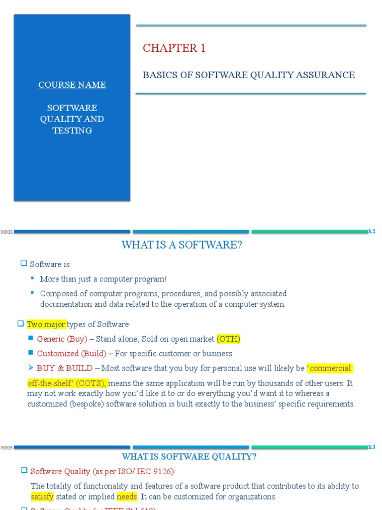 SQAT - Ch.01 - Basics of Software Quality Assurance | PDF | Software ...