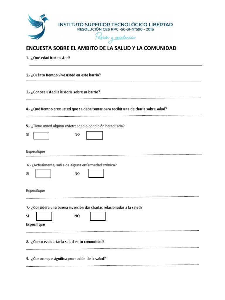 Preguntas Sobre Salud en La Comunidad | PDF