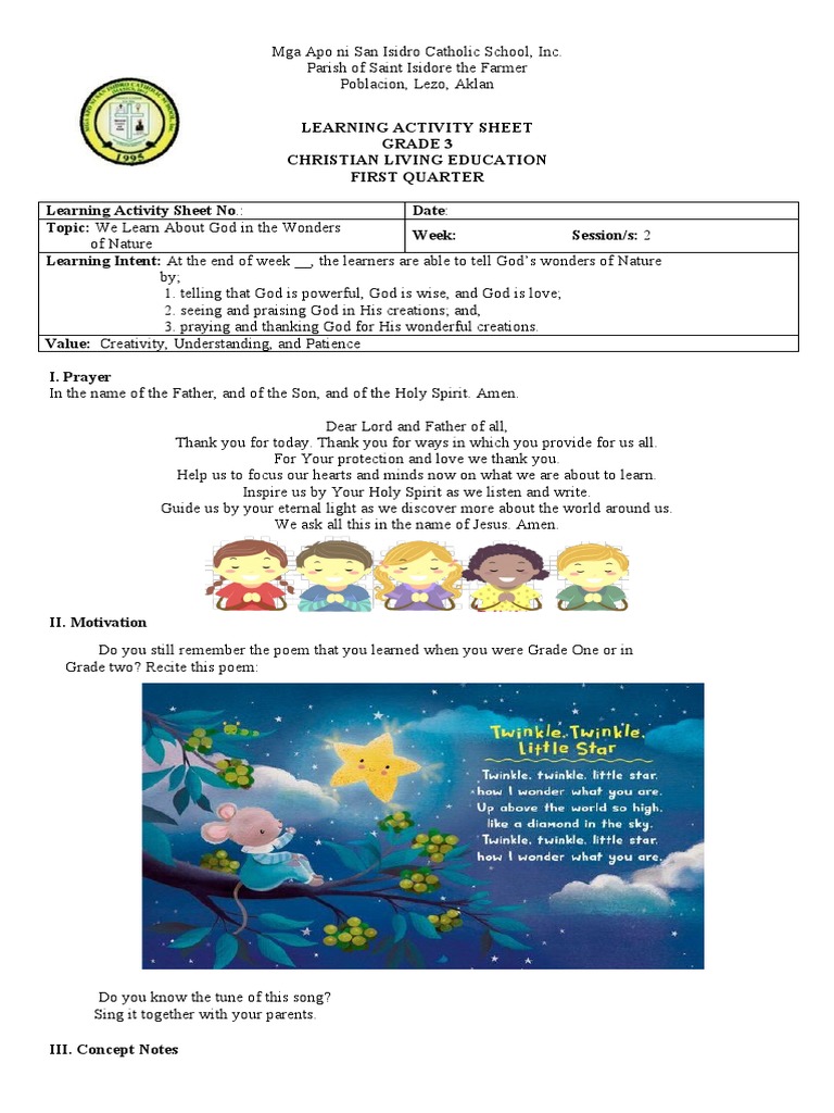 God's Gifts of Life and Love: A Learning Activity Sheet Exploring How ...