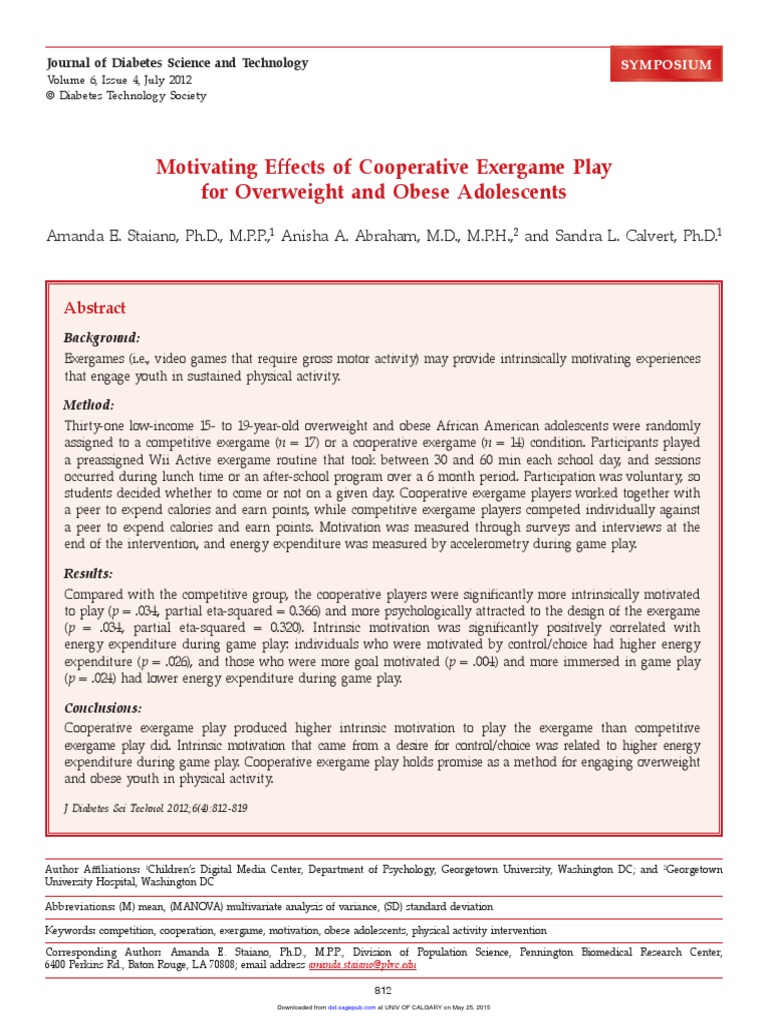 Motivating Effects of Cooperative Exergame Play | Descargar gratis PDF ...