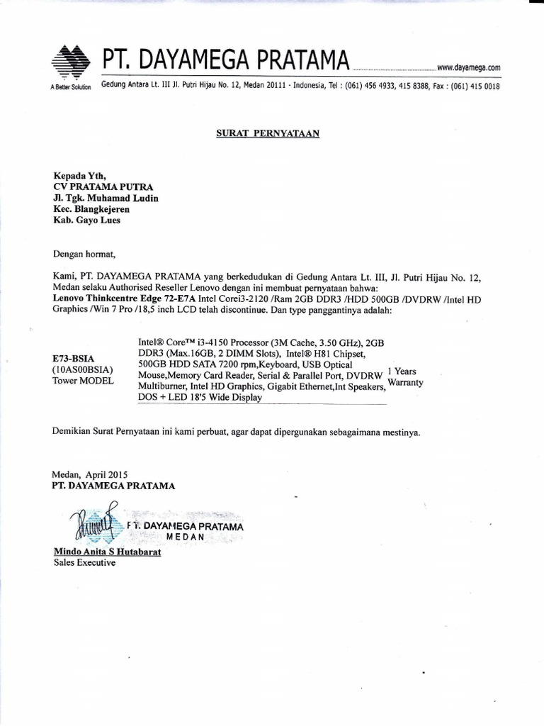 Surat Pernyataan Discontinue | PDF