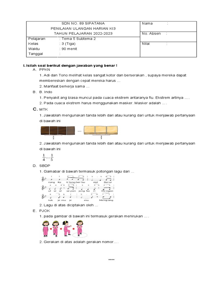 Soal PH Tema 5 ST 2 | PDF