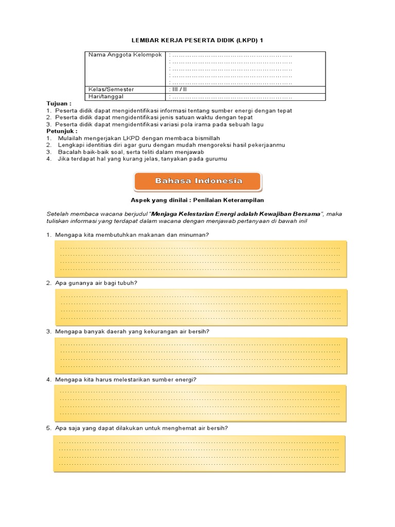 LKPD Tema 6 ST 1 PB3 | PDF
