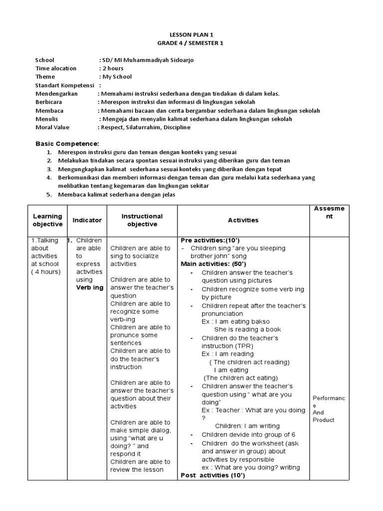 LESSON PLAN GRADE 4 SMT 1 | PDF | Cognitive Science | Cognition