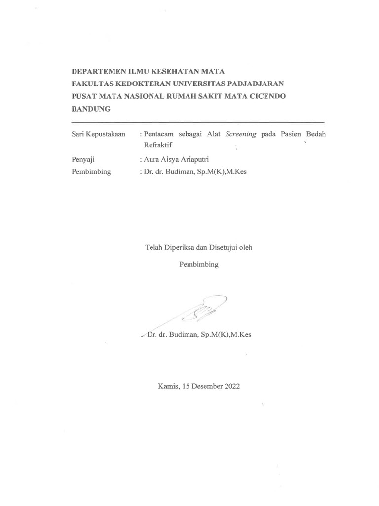 Pentacam Sebagai Alat Screening Pada Pasien Bedah Refraktif | PDF