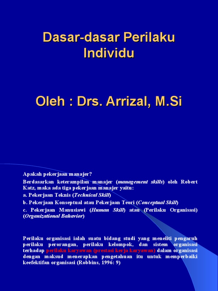Dasar-Dasar Perilaku Individu | PDF