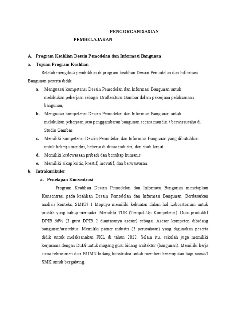 Pengorganisasian Pembelajaran Dpib | PDF