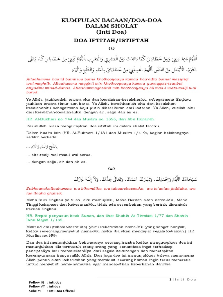 Doa Sholat | PDF | Agama & Spiritualitas