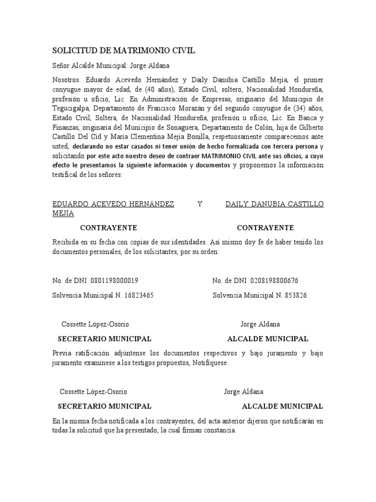 Solicitud de Matrimonio | Descargar gratis PDF | Gobierno | Instituciones sociales