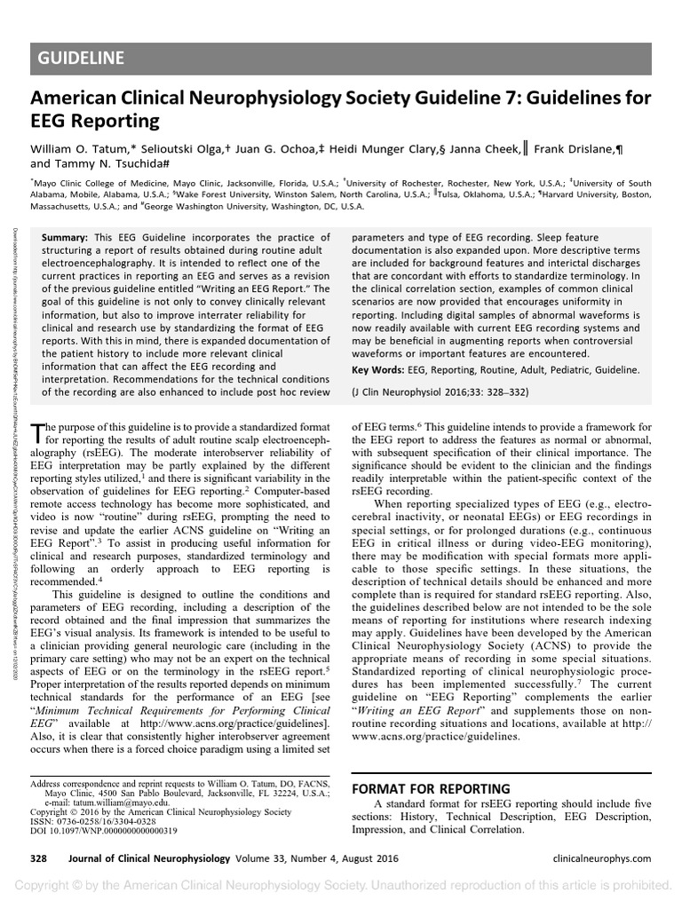 American Clinical Neurophysiology Society.9 | PDF ...