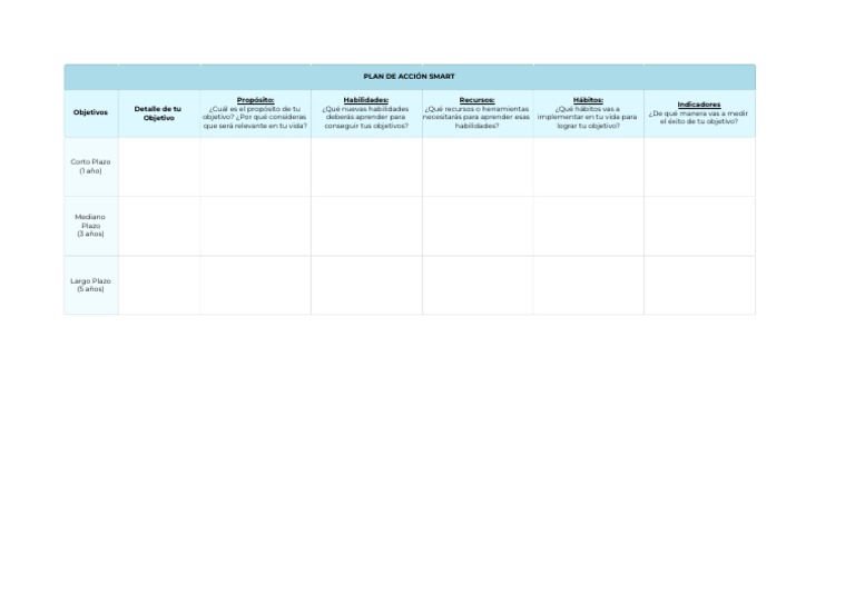 Plan de Acción SMART | PDF