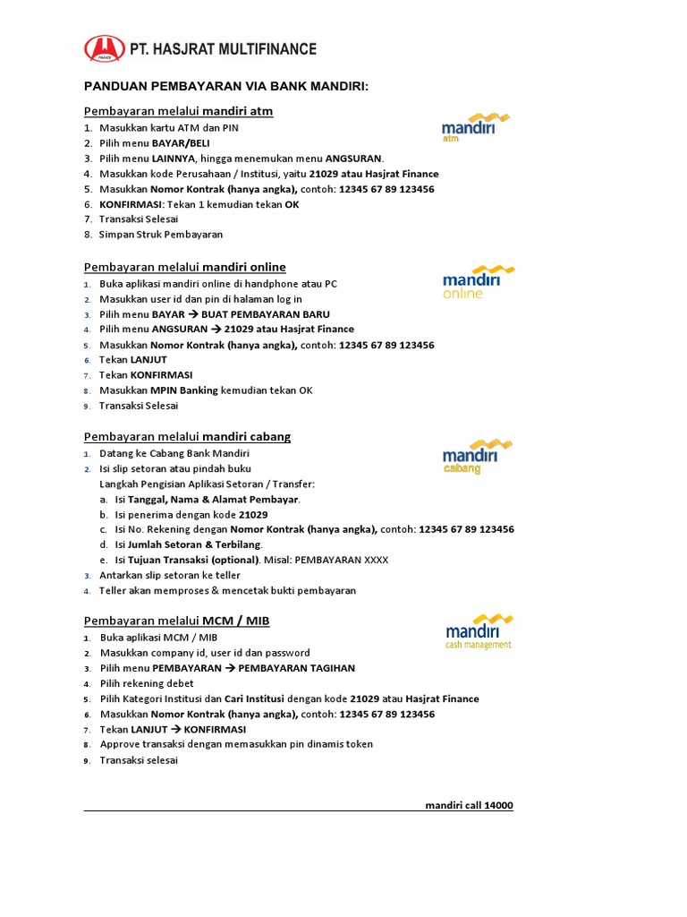 Panduan Pembayaran 21029 Hasjrat Finance 2 | PDF
