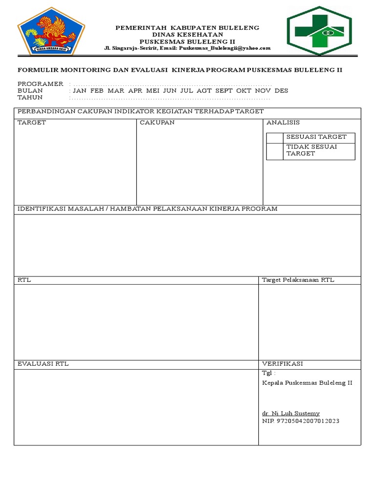 Formulir Monitoring Program | PDF Formulir Monitoring Program | PDF