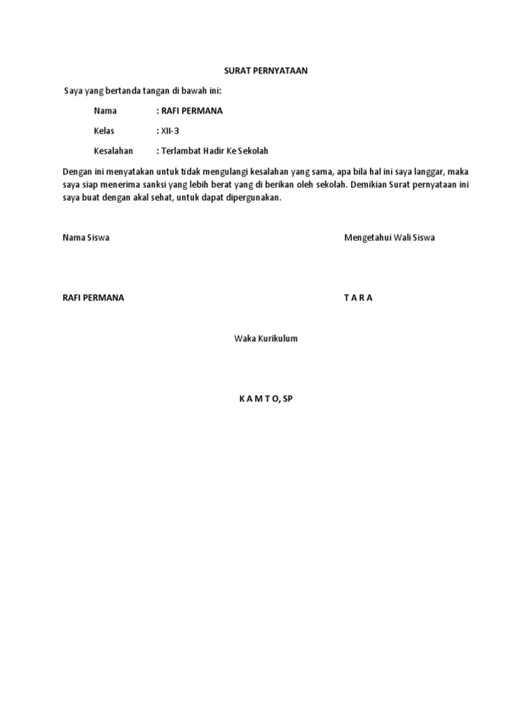 Surat Pernyataan Cabut | PDF